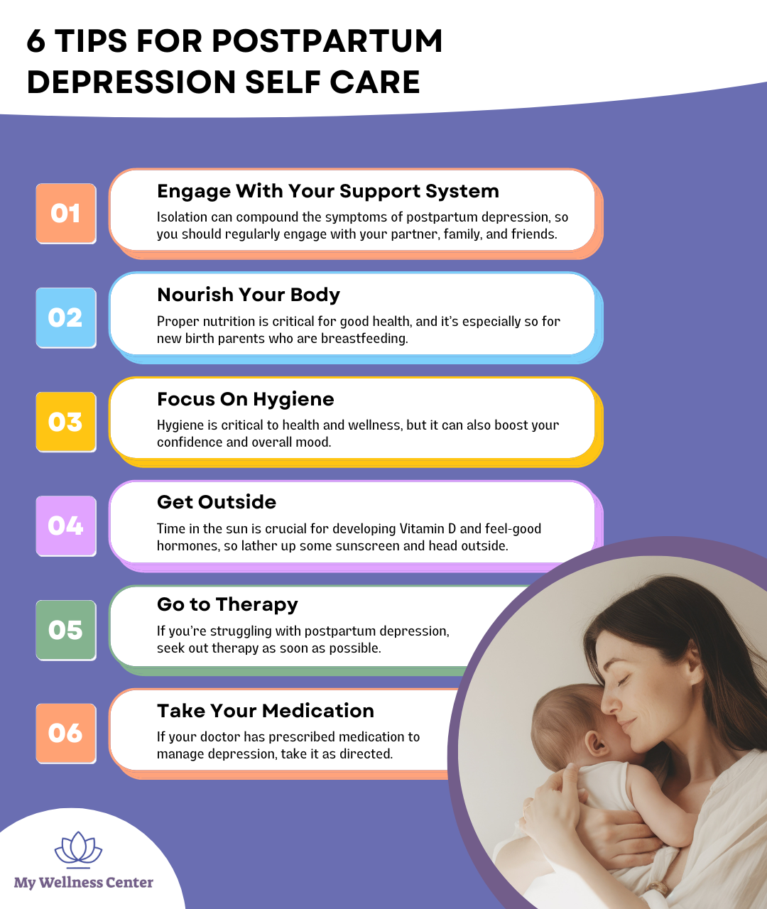 6 Tips for Postpartum Depression Self Care - My Wellness Center